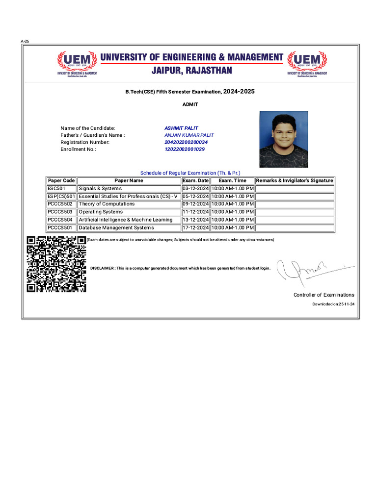 Admit Card | PDF