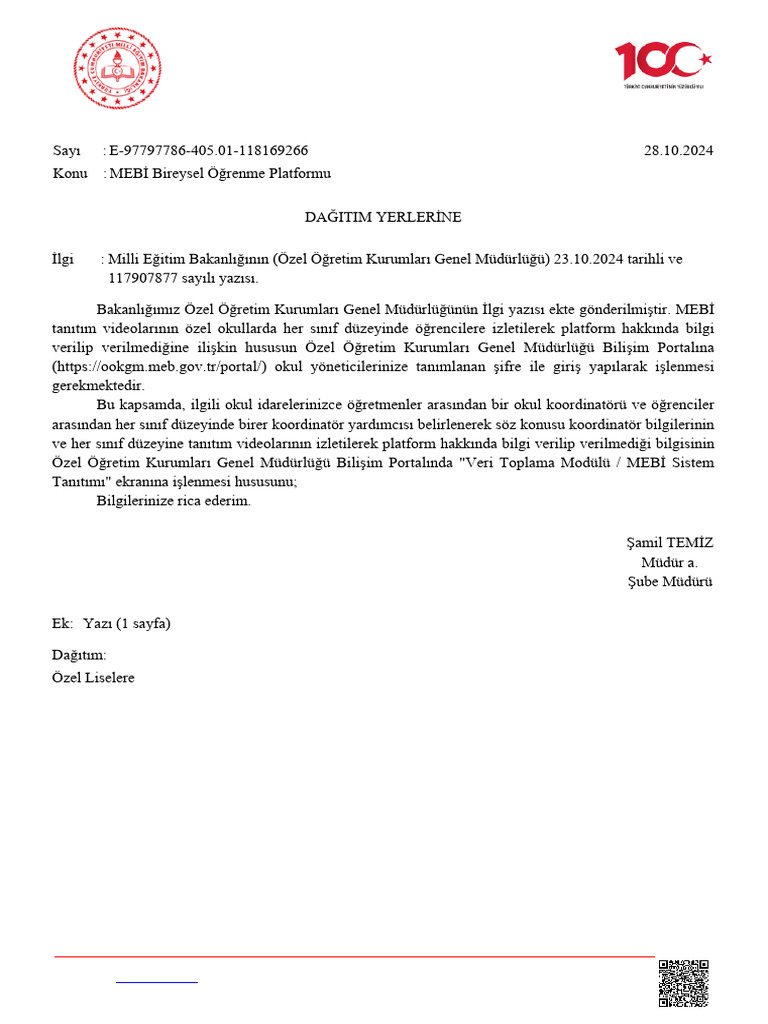 MEBİ Bireysel Öğrenme Platformu | PDF