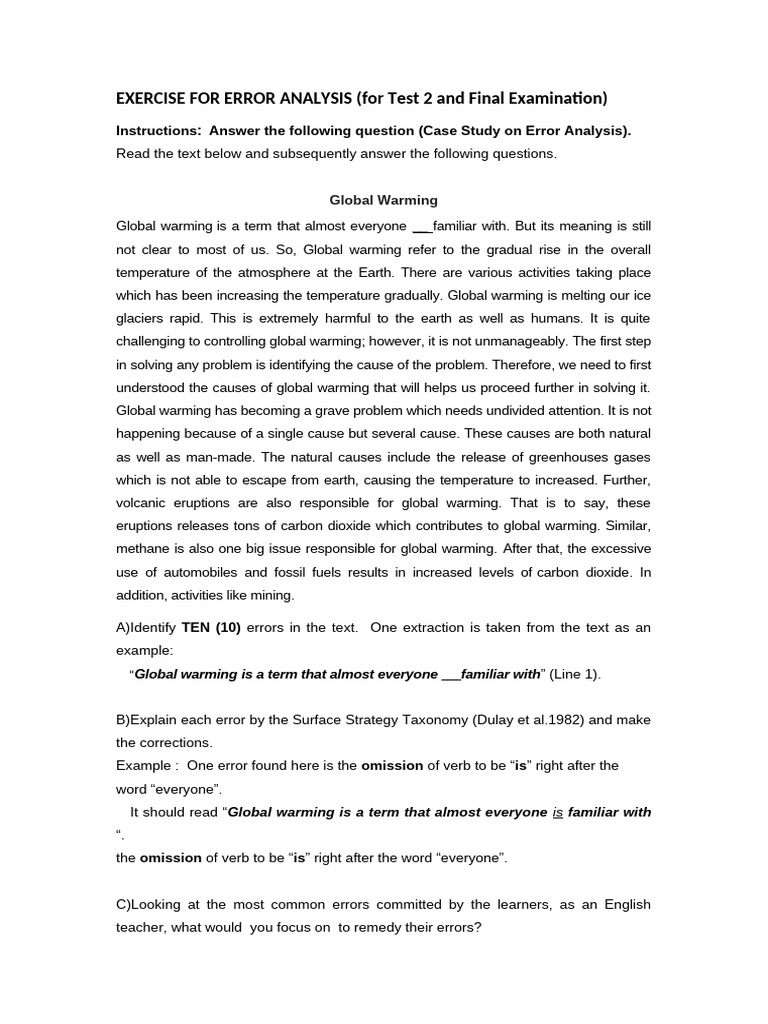 Exercise For Error Analysis | PDF | Climate Change | Human Impact On The Environment