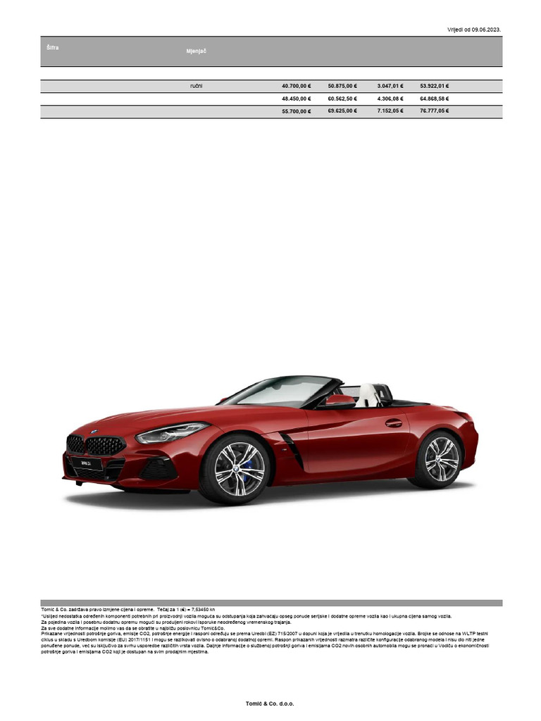 BMW Pricelist Z4 Roadster - Pdf.asset.1687528783785 | PDF