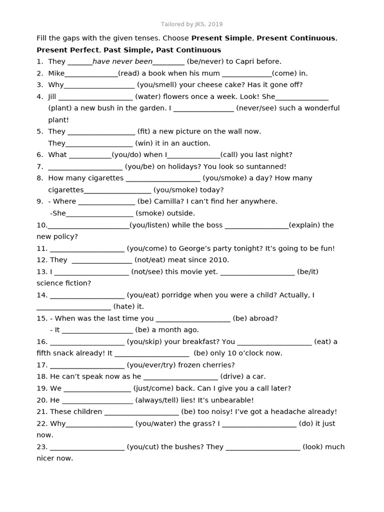 Present&past Simple&continuous&present Perfect Simple | PDF
