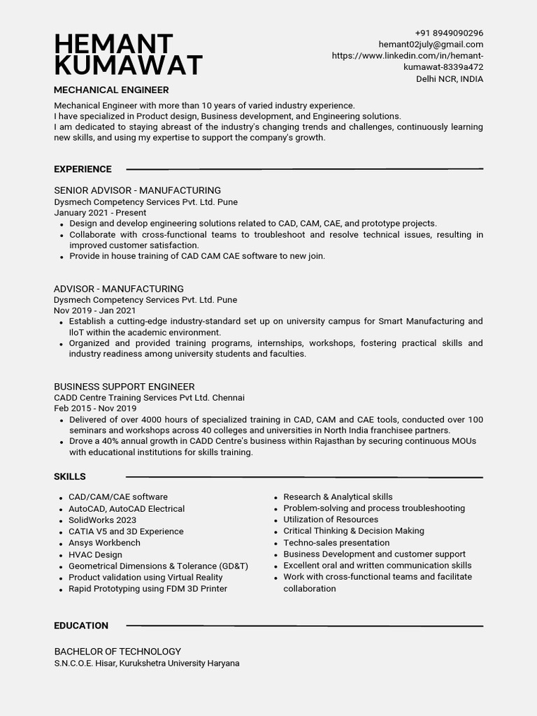 Resume Hemant - Mechanical Designer | PDF | Computer Aided Design | Engineering