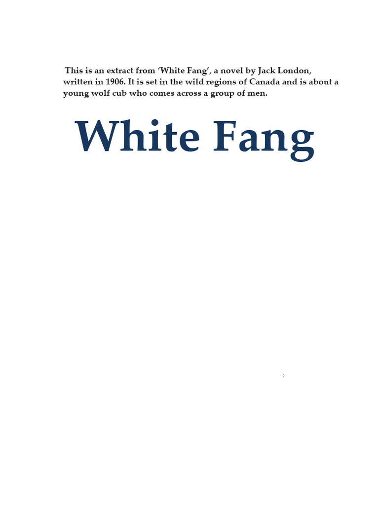 KS2 Reading Comprehension 26 White Fang | PDF