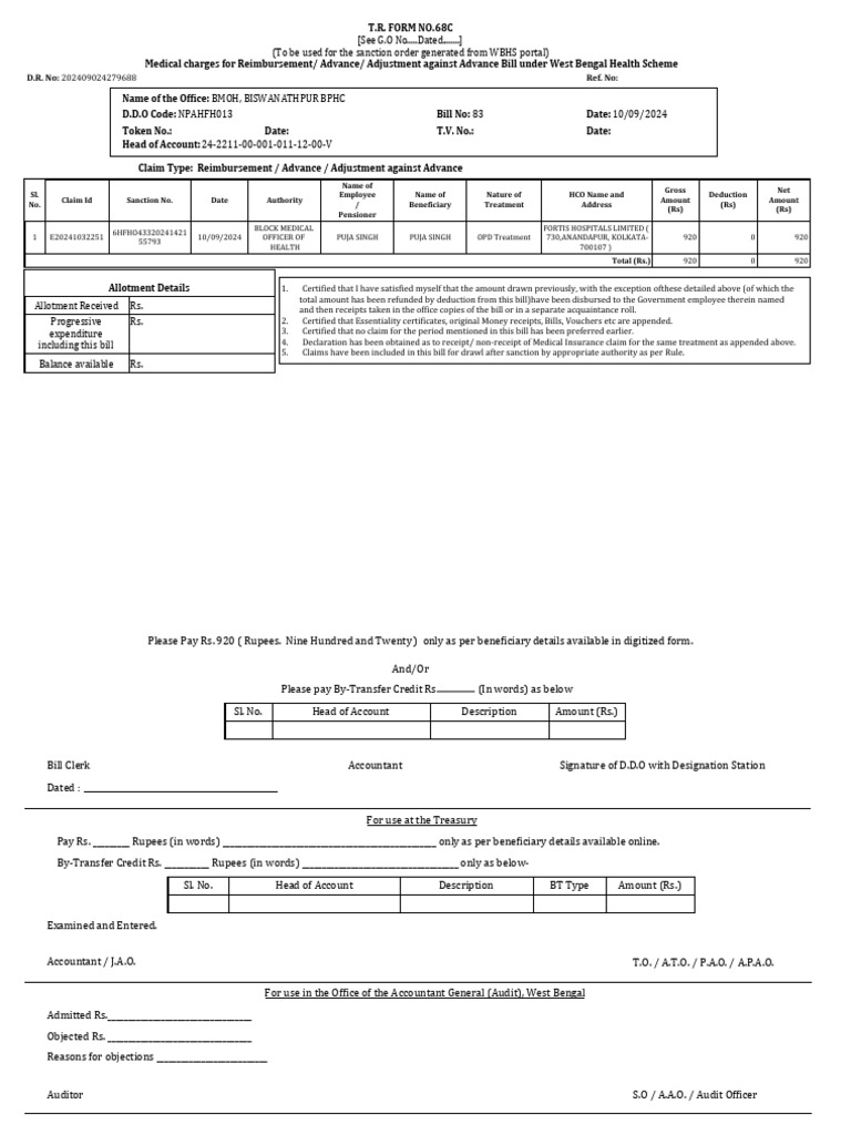 WBHS Medical Reimbursement Form | PDF | Government Finances