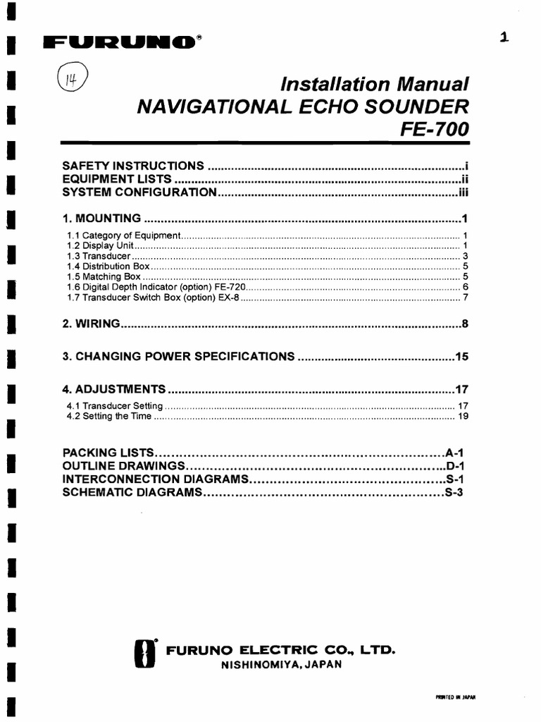 FE-700 Echo Sounder Installation Guide | PDF | Screw | Compass