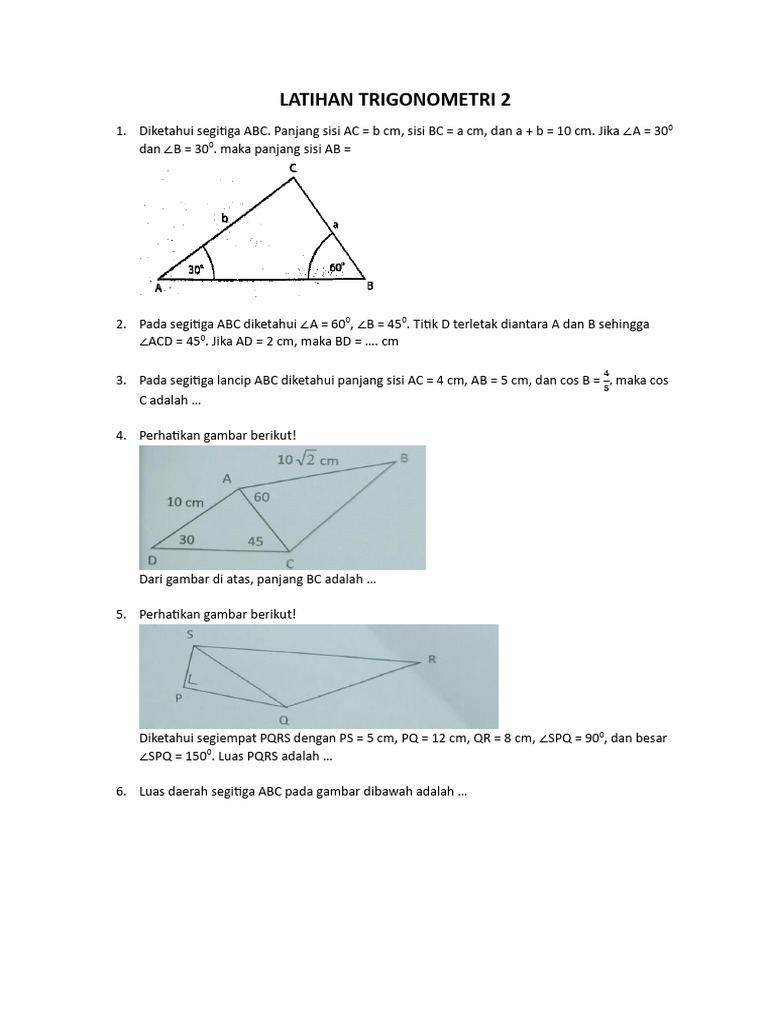Latihan Trigonometri Segitiga dan Luas | PDF