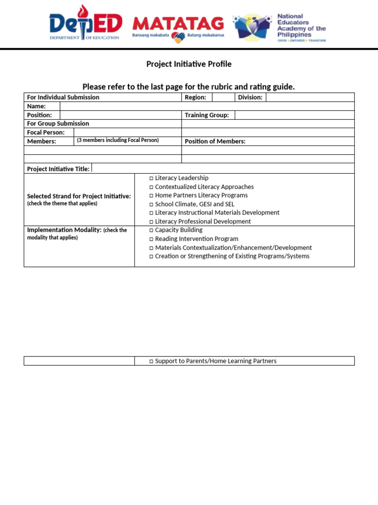 ILT Project Initiative Plan Template Output 3 Final | PDF | Literacy ...