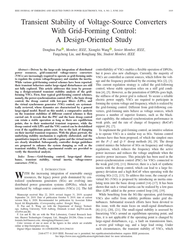 Transient Stability of Voltage-Source Converters With Grid-Forming Control A Design-Oriented ...