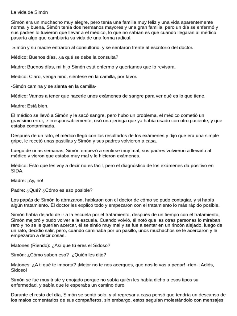 La vida de Simón.docx_20241029_150906_0000 | PDF | VIH / SIDA