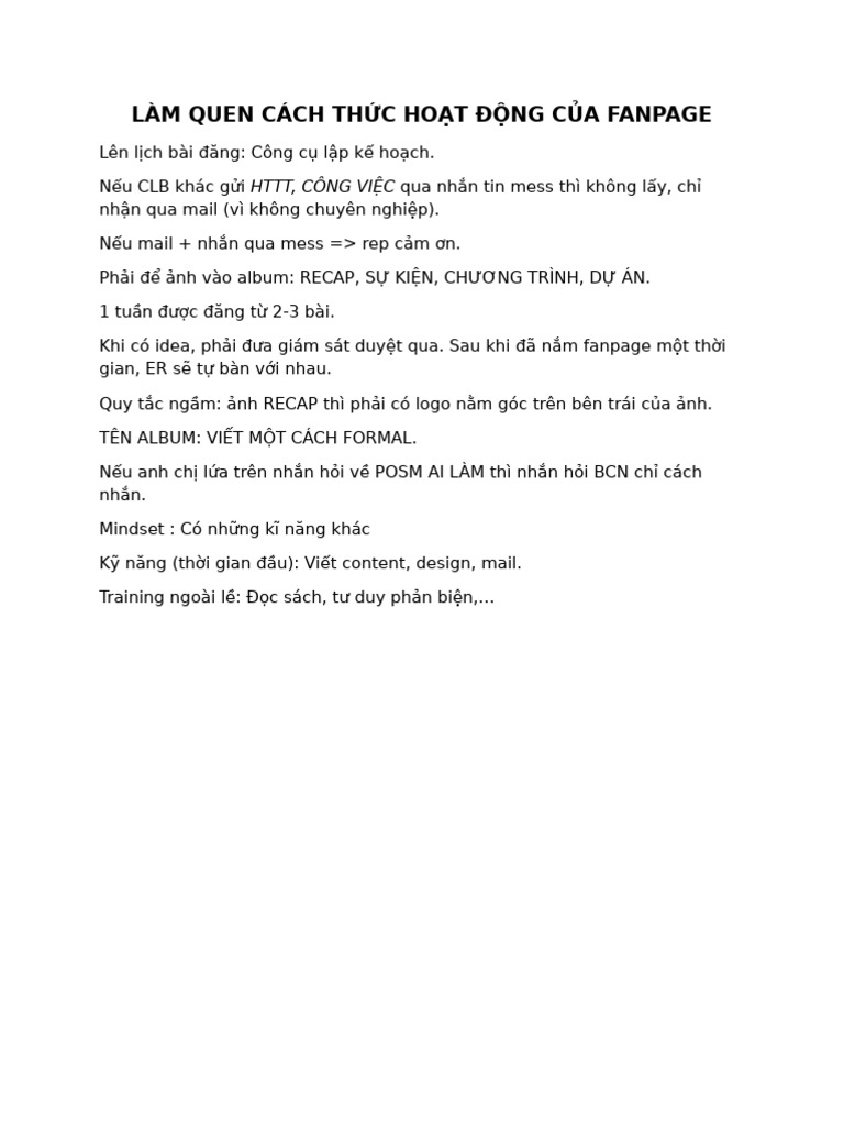 Làm Quen Cách TH C Ho T Đ NG C A Fanpage | PDF