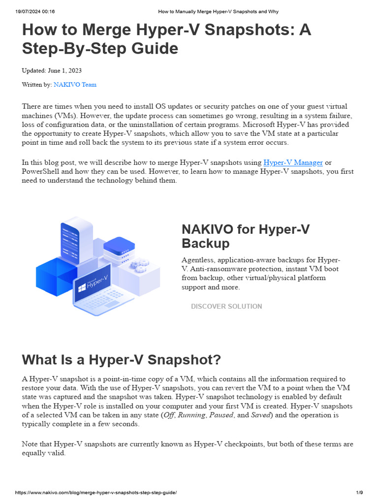 How To Manually Merge Hyper-V Snapshots and Why | PDF | Hyper V | Virtual Machine