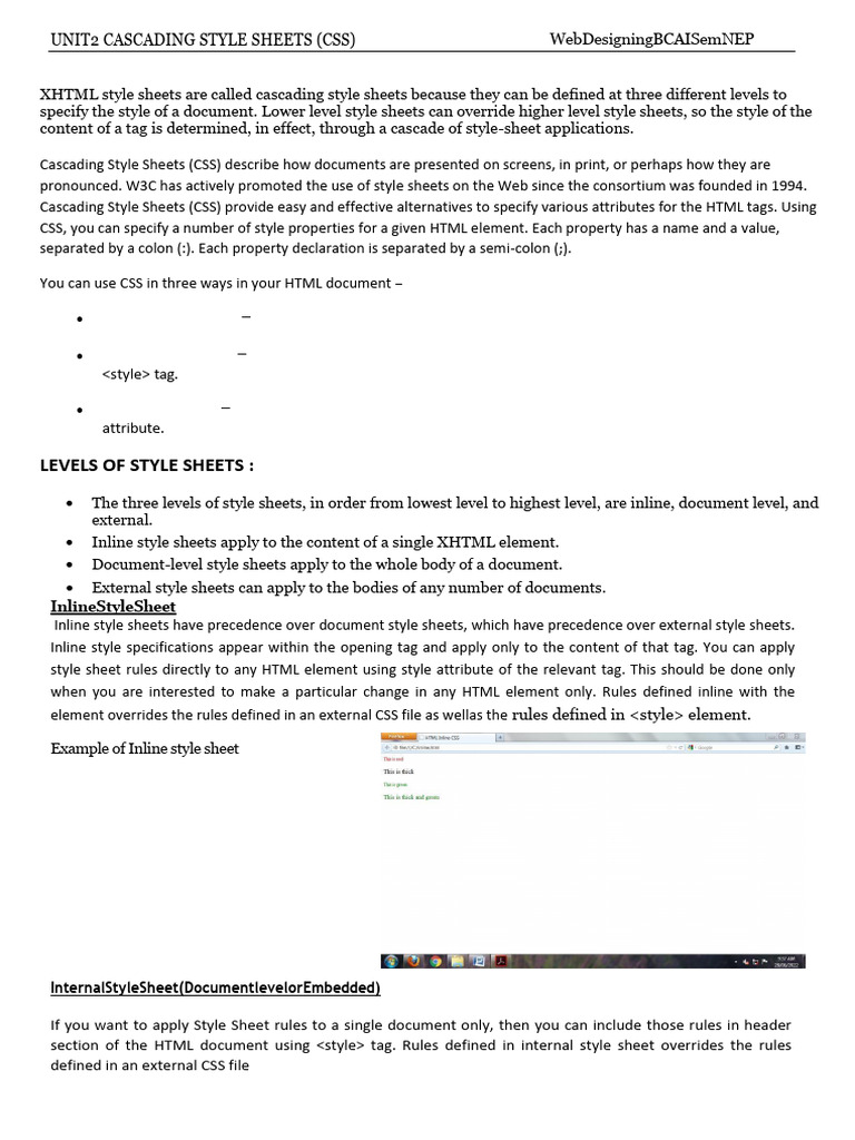Unit-2 Web Designing | PDF | Html Element | Html