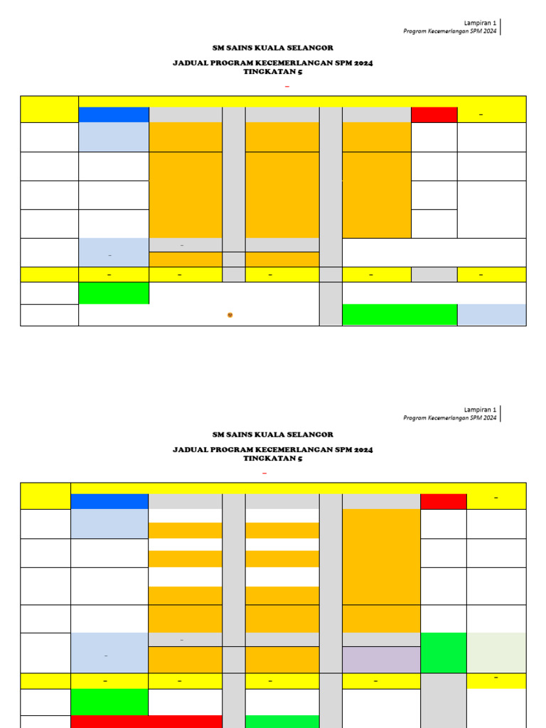 Jadual m36 Hingga SPM Program Kecemerlangan t5 2024 | PDF