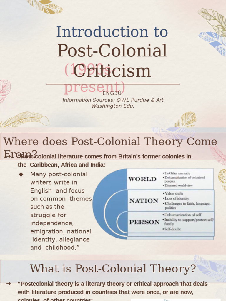 ENG3U - Intro To Post-Colonial Critisism (1990s-Present) | PDF | Postcolonialism | Heart Of Darkness