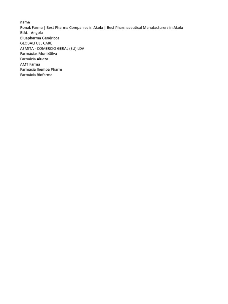 Sample Data Pharmaceutical - Companies | PDF