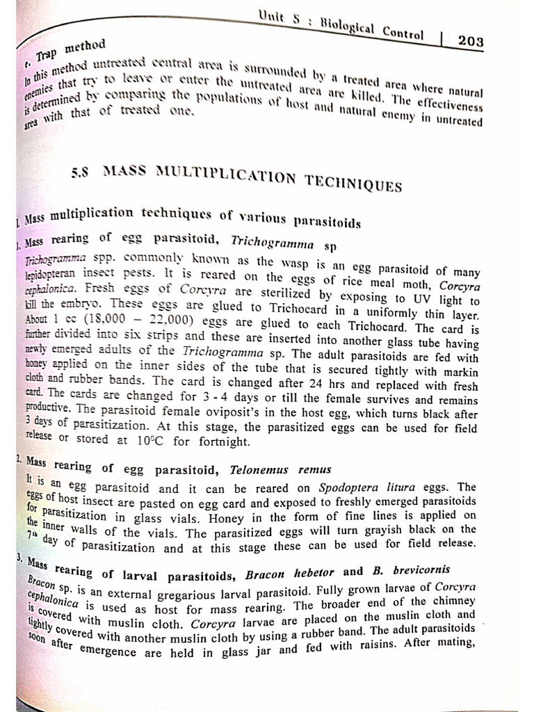 Mass Multiplication of Predator and Parasitiods ENT 302 | PDF