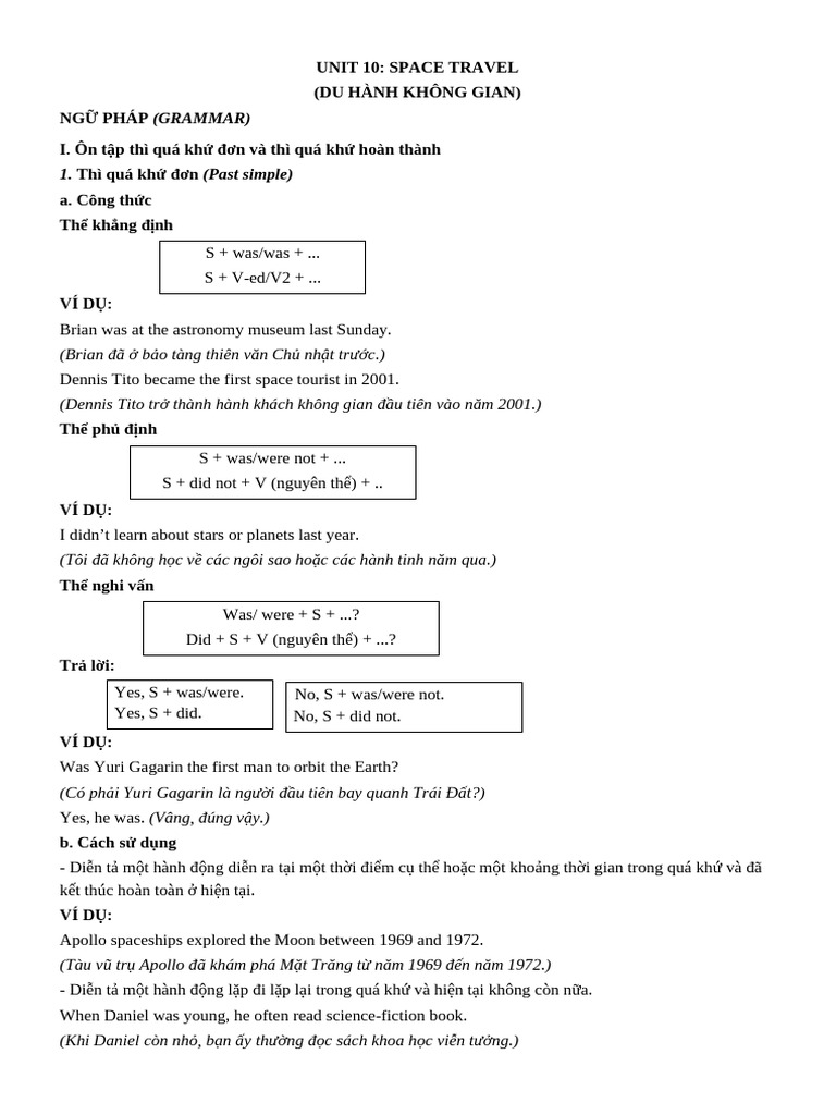 Unit 10 - Space Travel | PDF
