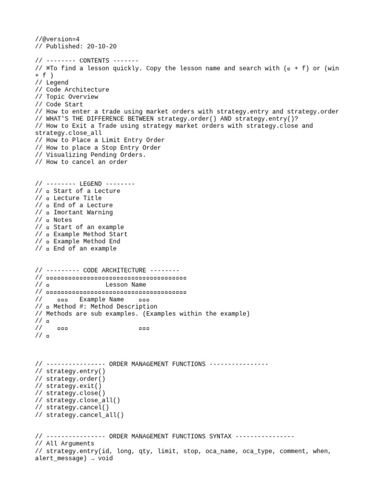 C2 Pinescript Order Types Section | PDF | Order (Exchange) | Computer ...