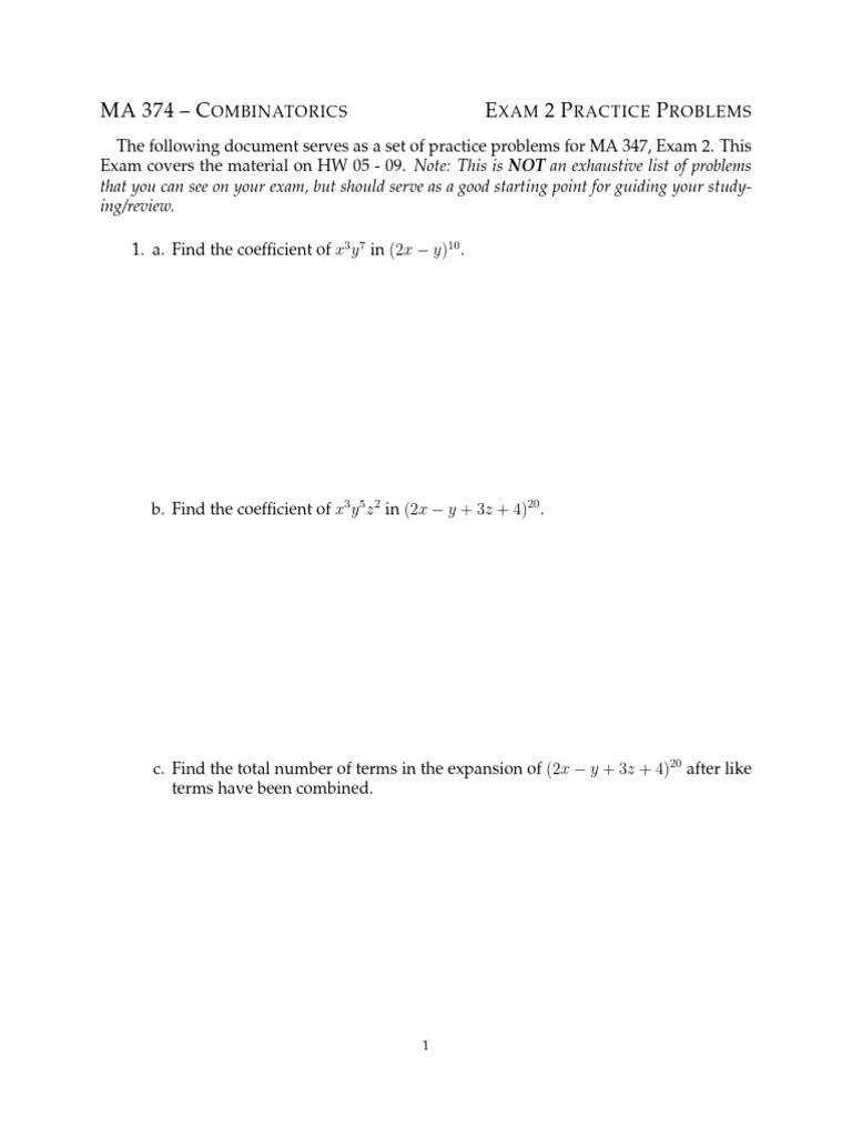 Exam 2 Practice Problems | PDF | Mathematical Concepts | Mathematical Analysis