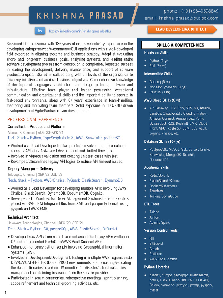 8b6100def06d-Krishna Prasad CV | PDF | Scripting Language | Software Engineering