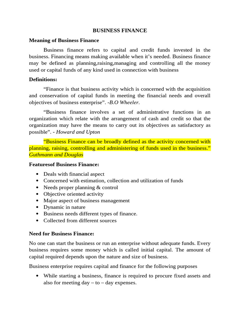 Chapter 1 Business Finance | PDF | Business | Capital (Economics)