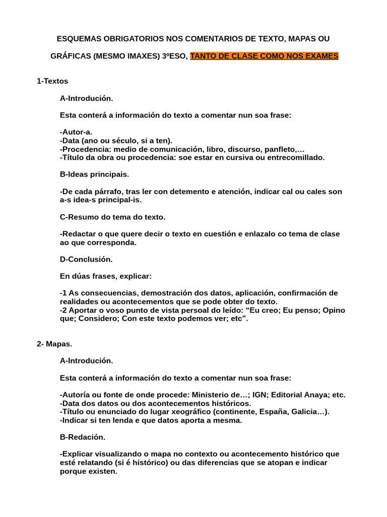 Esquema Comentarios Texto, Mapas, Gráficas | PDF