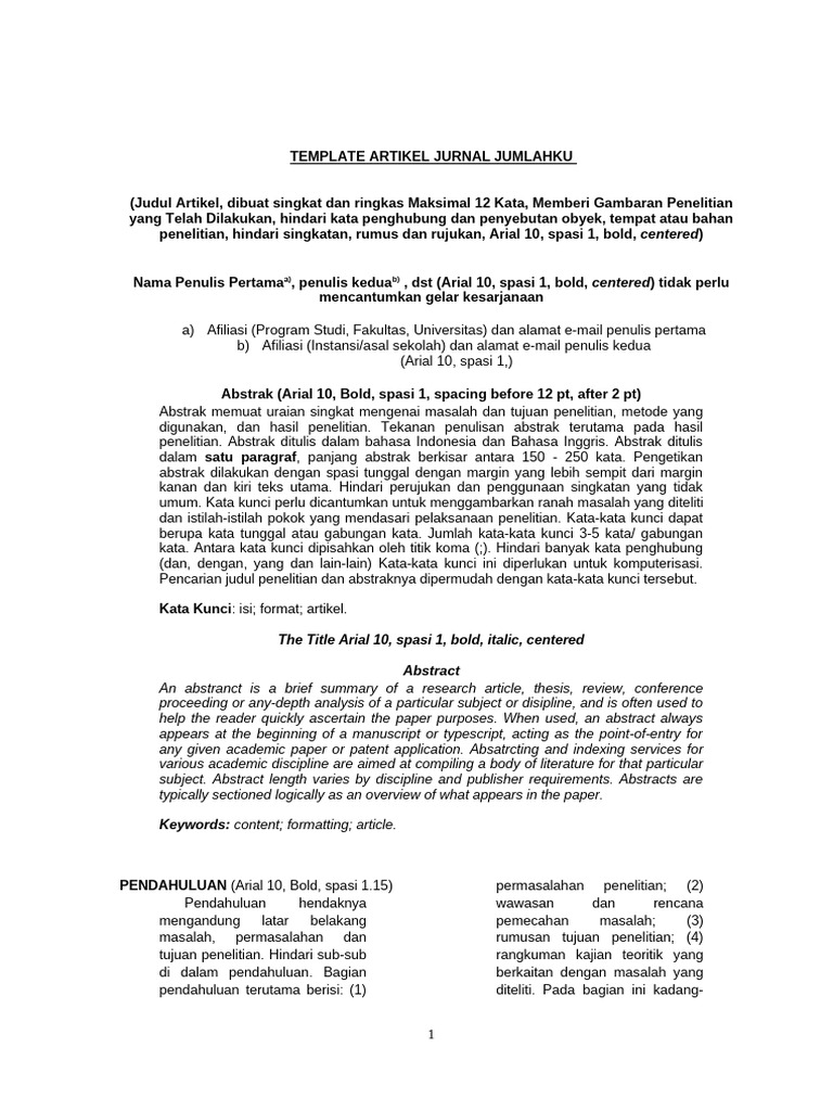 Template Artikel Jurnal Jumlahku | PDF