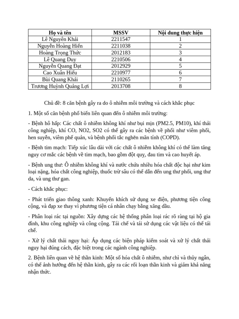 BTN4 Nhom9 Benh Do o Nhiem | PDF