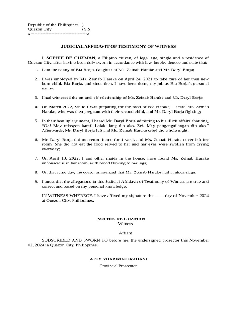 Judicial Affidavit Yaya | PDF