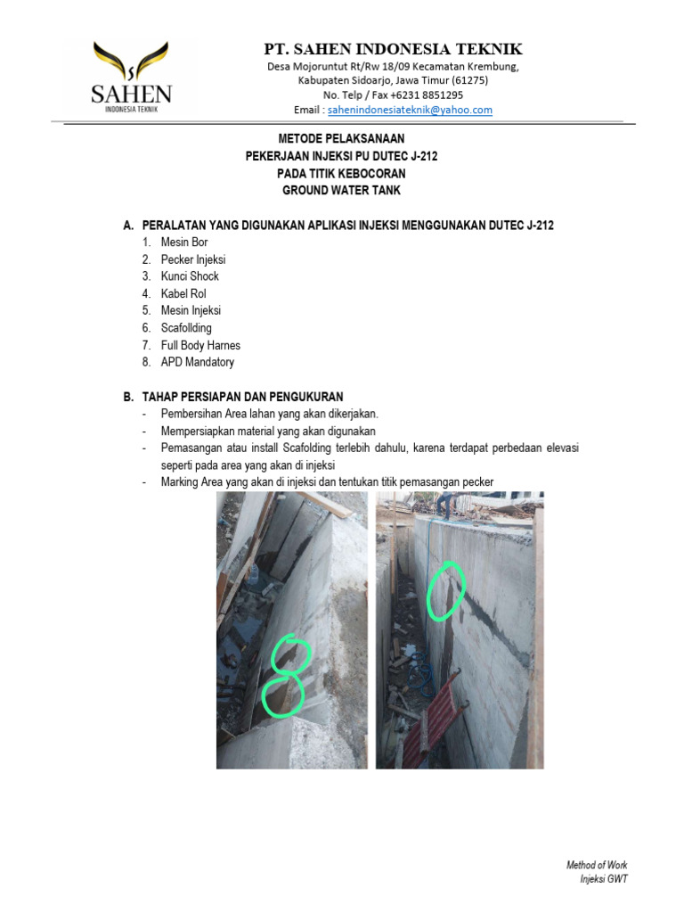 Metode Injeksi Kebocoran Pada Dinding GWT | PDF