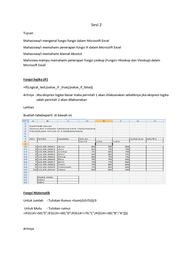 Fungsi If, Vlookup & Hlookup | PDF