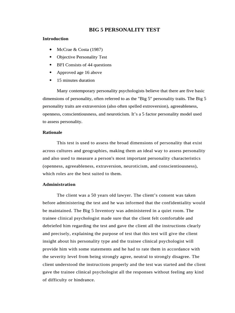 BFI Final | PDF | Extraversion And Introversion | Human Development