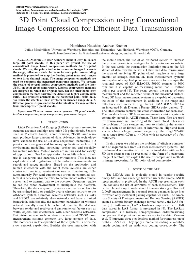 3D Point Cloud Compression Using Conventional | PDF | Data Compression | Rgb Color Model