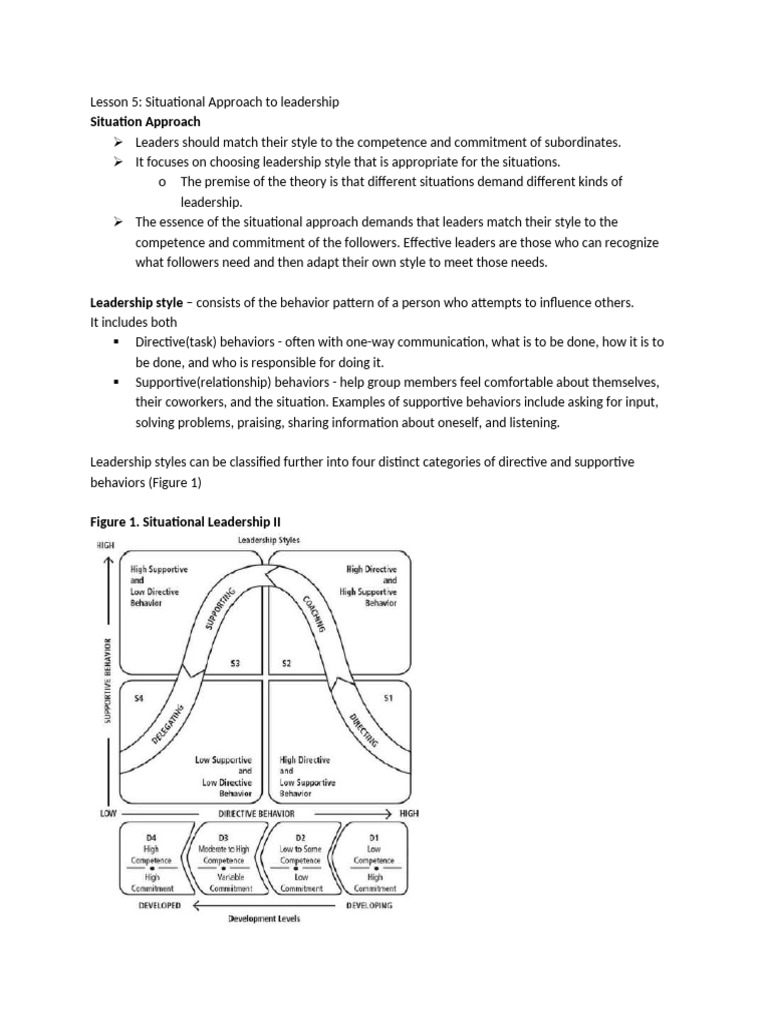 Handouts - Situational Approach | PDF | Leadership | Goal