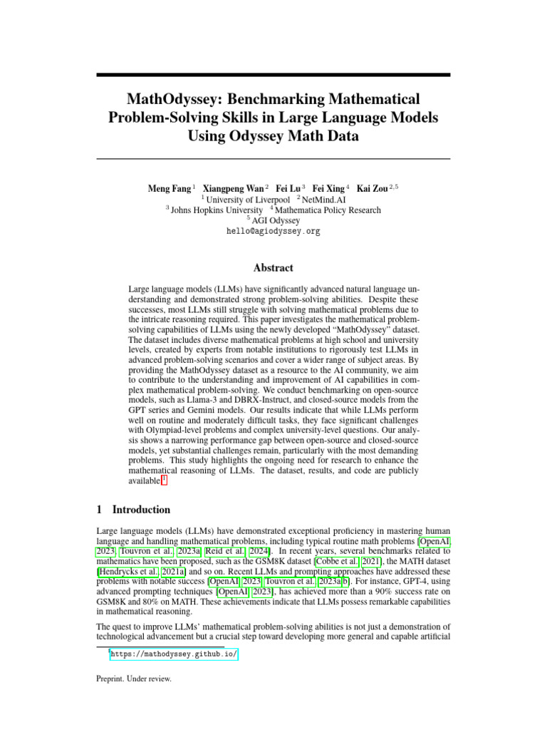 Math Odyssey Benchmarks | PDF | Mathematics | Algebra