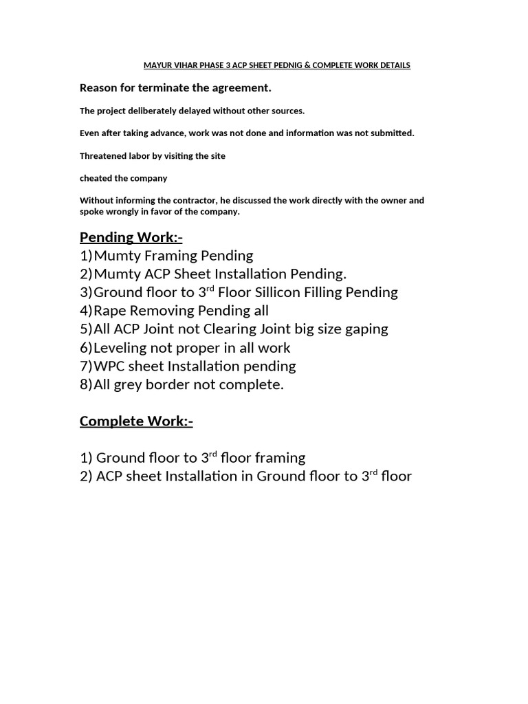 Mayur Vihar Phase 3 Acp Sheet Pednig | PDF