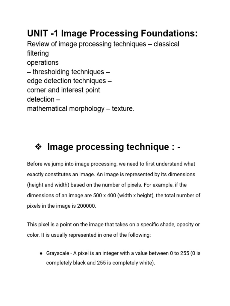 Unit 1 CV | PDF | Matrix (Mathematics) | Image Processing