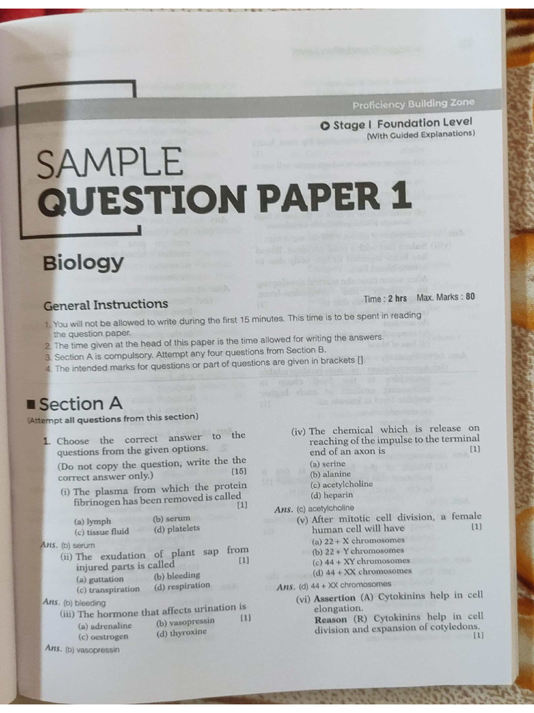 ICSE Arihant Sample Papers 2024 Biology Compiled by Ayush | PDF