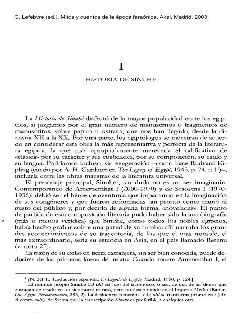 La Historia de Sinuhé: Un Clásico Egipcio | PDF | Antiguo Egipto | Horus