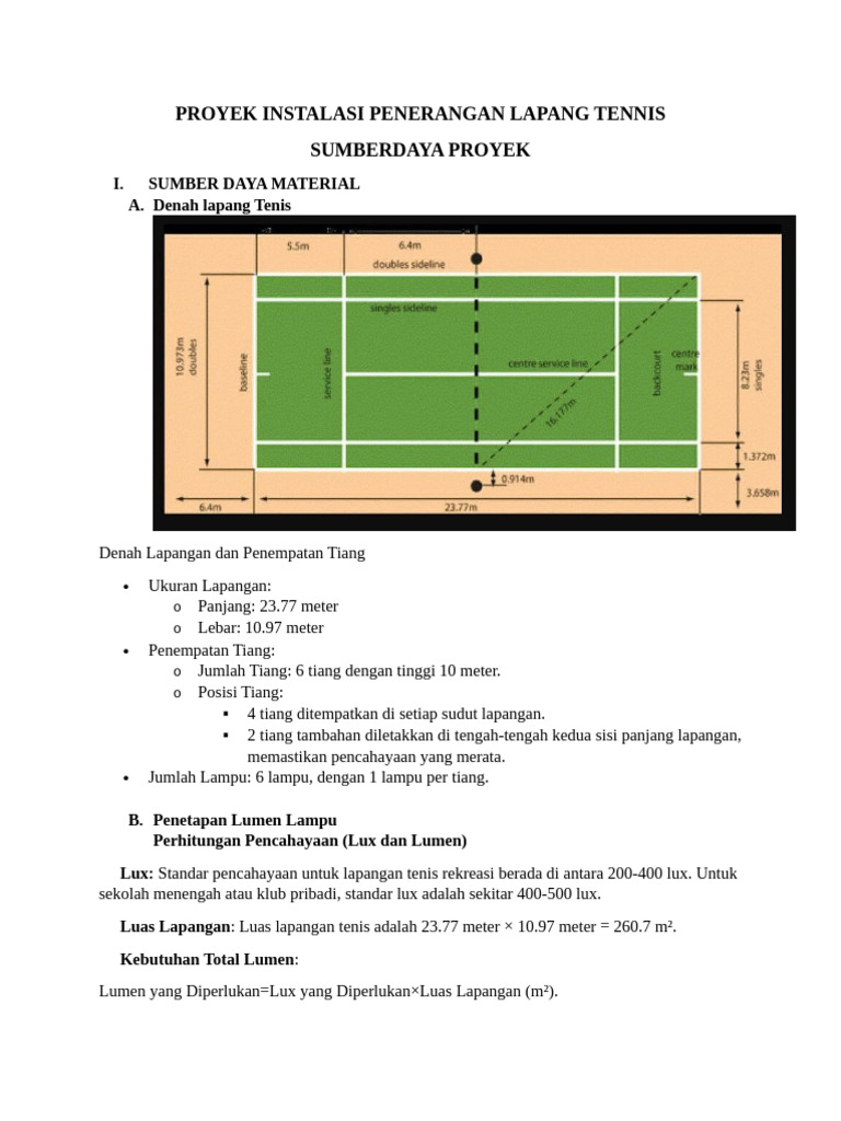 Proyek Instalasi Penerangan Lapang Tennis | PDF