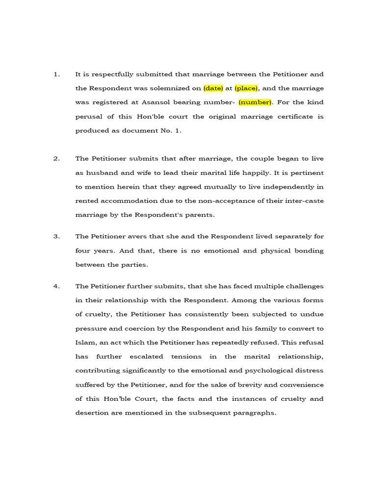 Divorce Draft | PDF | Marriage | Family
