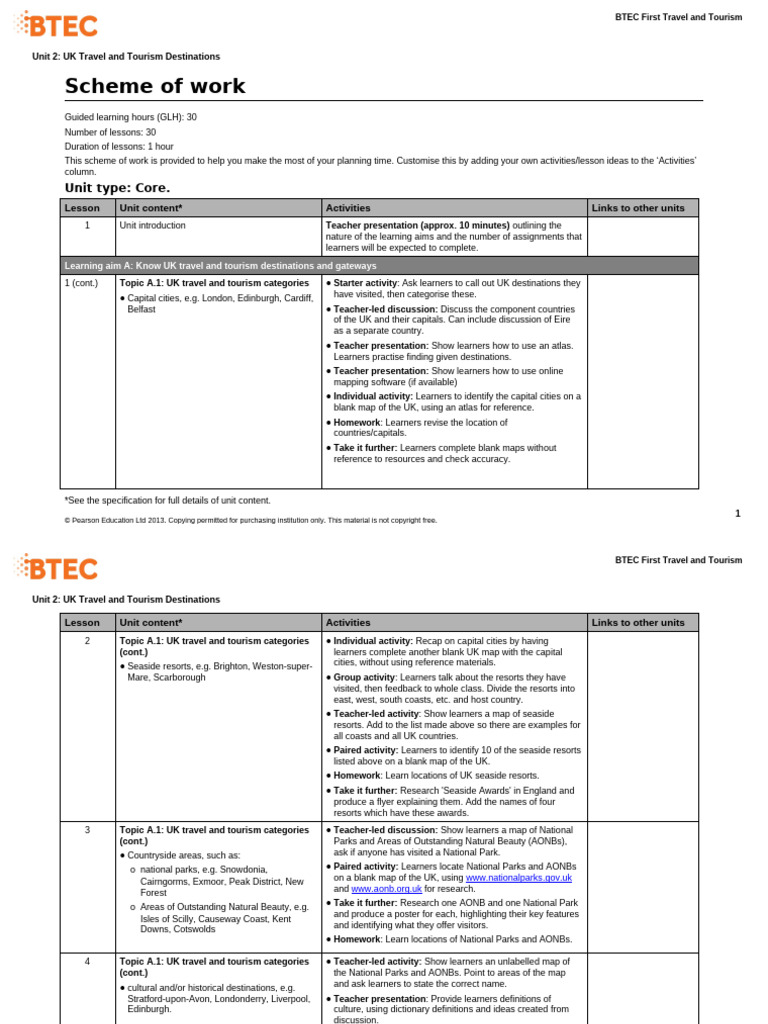 Unit 2 UK Travel and Tourism Destinations | PDF | Tourism | Rail Transport