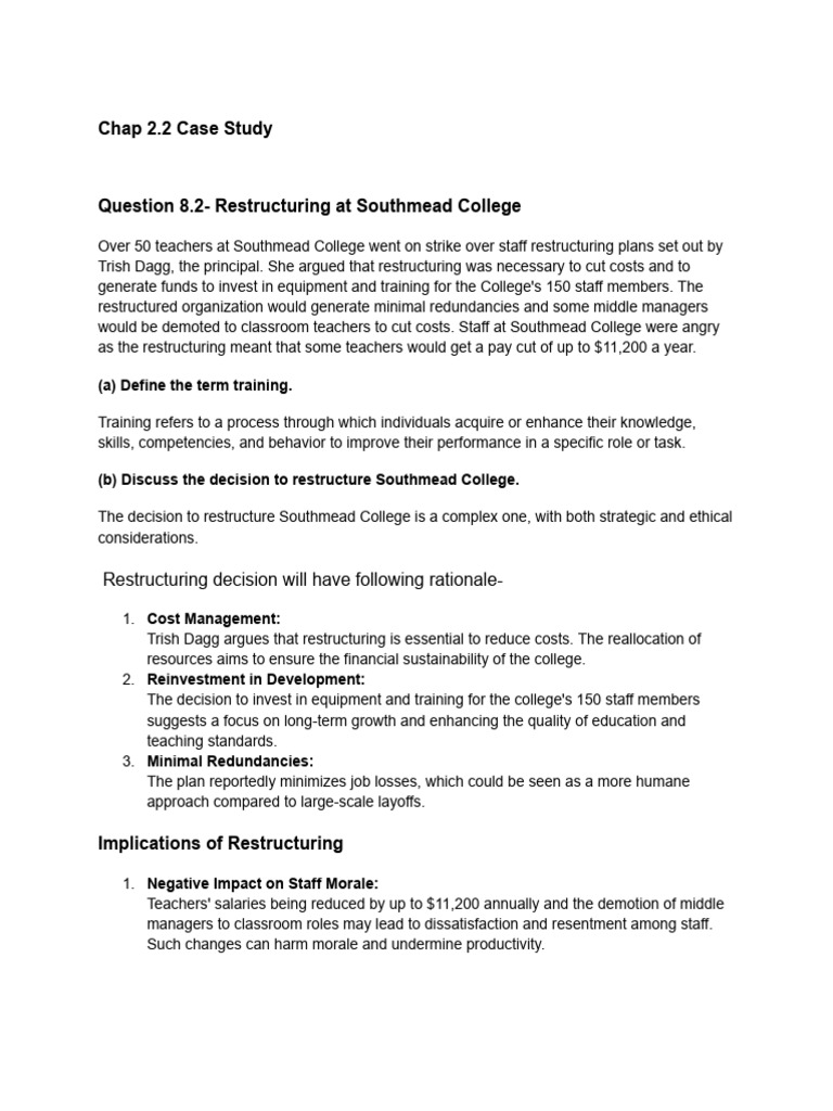 Chap 2 .2 Case Study | PDF | Teachers | Layoff