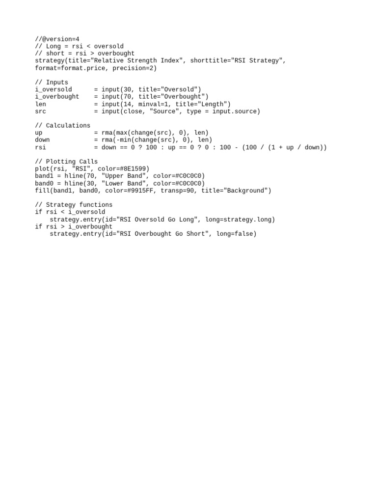 C 2 Pinescript RSI2 Strategy | PDF