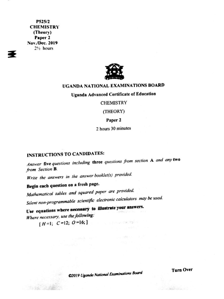 UNEB 2019 P525-2 Qns - Guide | PDF