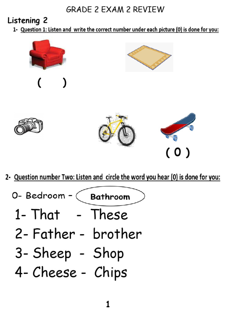 Grade 2 Exam 2 Review Guide | PDF