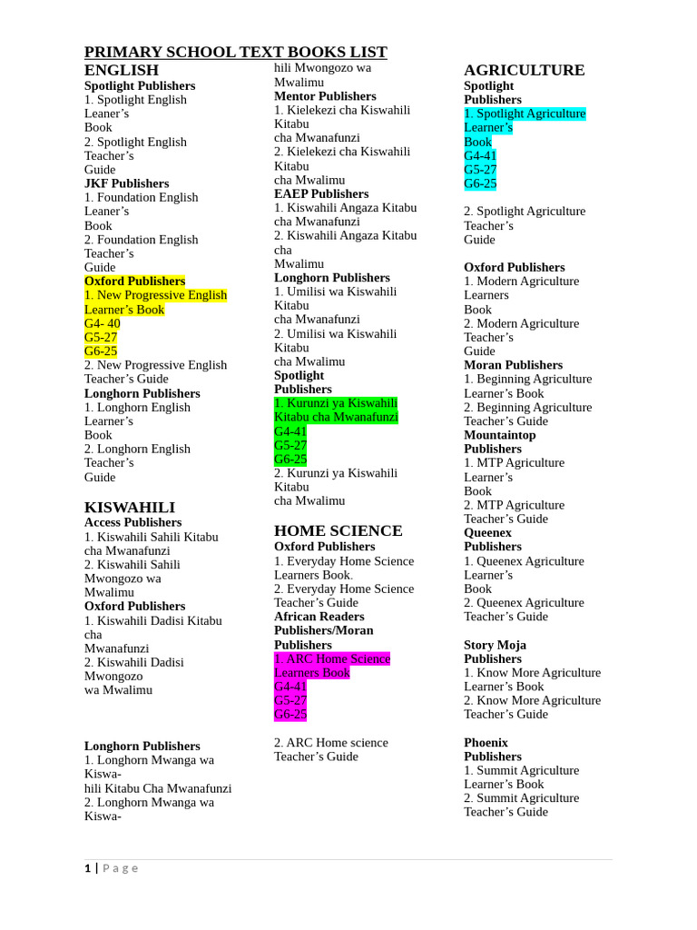 Primary School Books Highlighted | PDF | Science