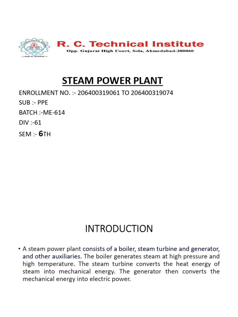 Overview of Steam Power Plants | PDF