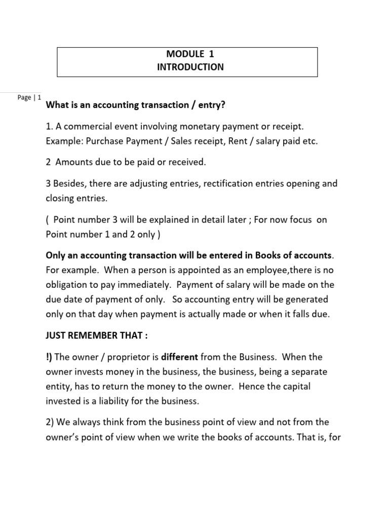 Accounts - Module 1 - Intro | PDF | Debits And Credits | Business Economics