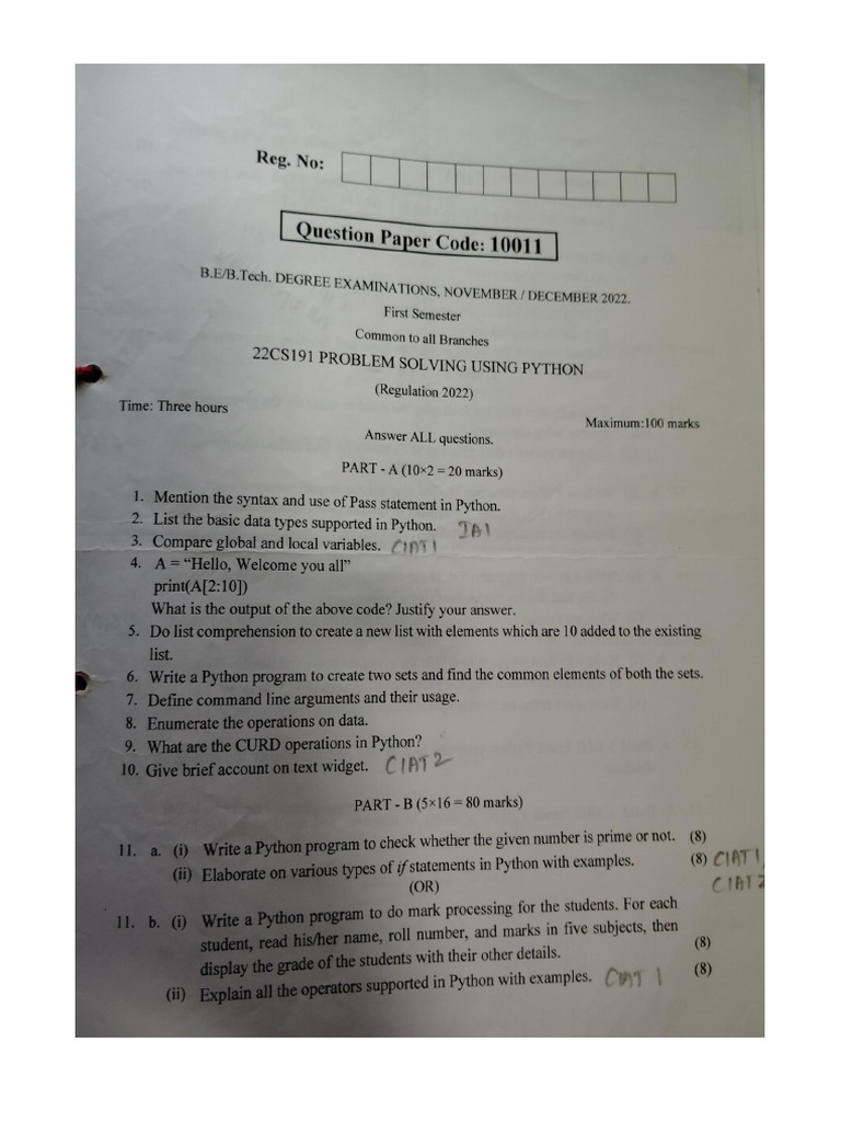 QP Python | PDF QP Python | PDF